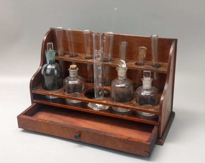 Antique Laboratory Rack With Test Tubes and Bottles - Etsy