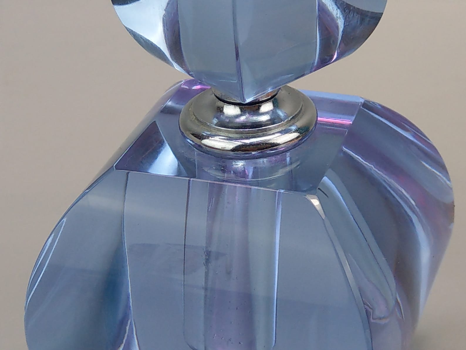 Large Amethyst Blue Facet Cut Crystal Glass Perfume Bottle Art Glass - Etsy
