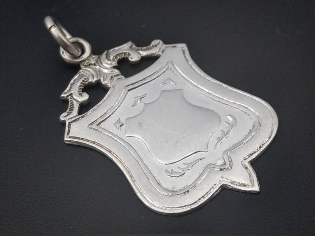 Shield Shaped Sterling Silver Pocket Watch Fob Medal by - Etsy UK