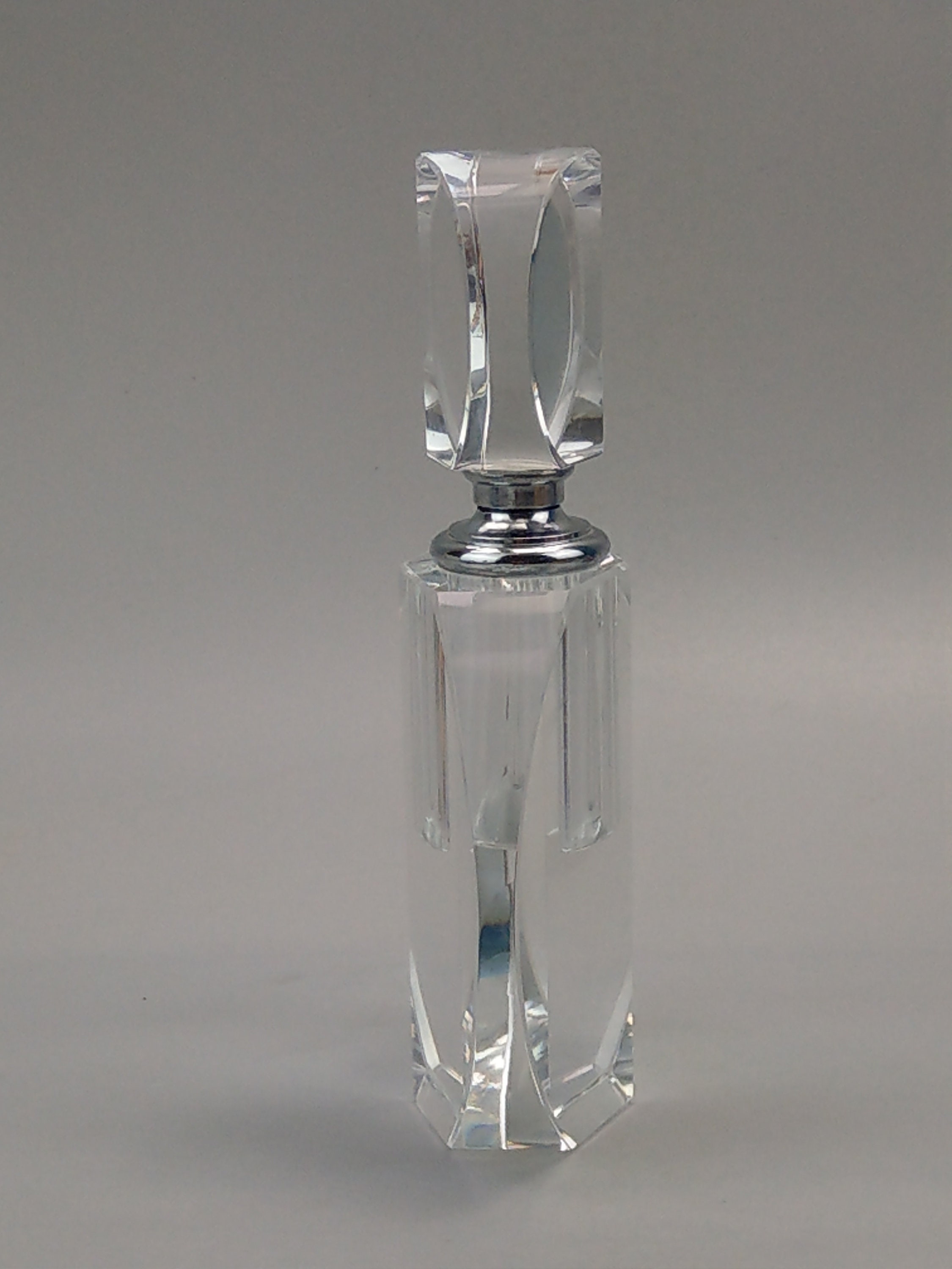 Large Clear Facet Cut Crystal Glass Perfume Bottle With Dropper Art ...
