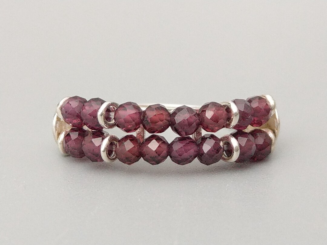 Vintage Sterling Silver Abacus Ring Rhodolite Garnet Size K - Etsy