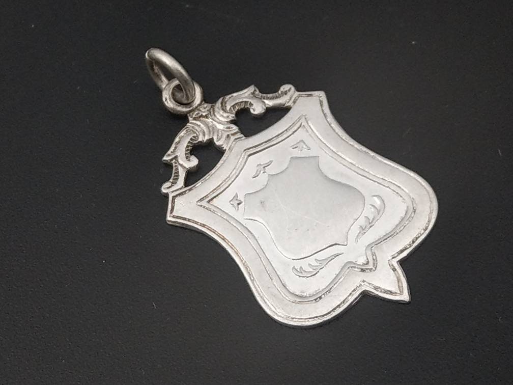 Shield Shaped Sterling Silver Pocket Watch Fob Medal by - Etsy UK