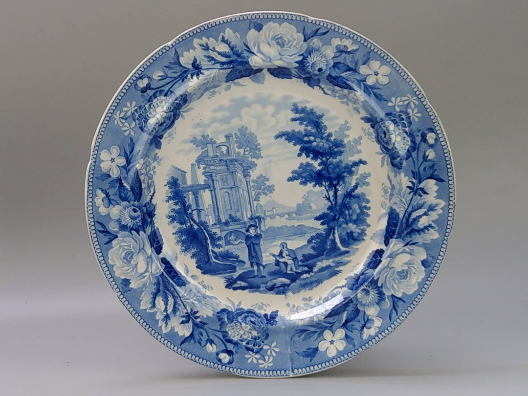Dinner Plate Ancient Greece Pattern Blue and White Stevenson C1830 - Etsy