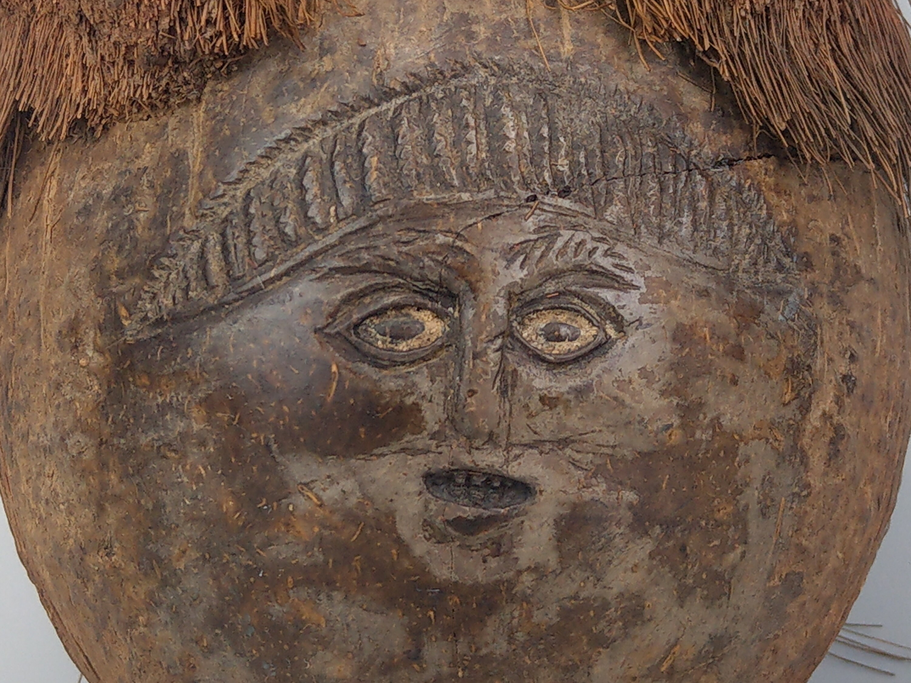 Carved Coconut Shell Creepy Face Art From Oceania Polynesia - Etsy