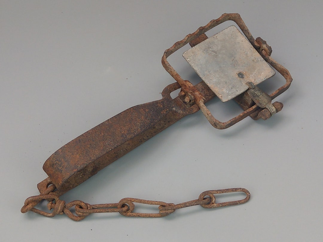 Vintage Trapper Traps Short Chain Movie Prop Wrought Iron Hunting House ...