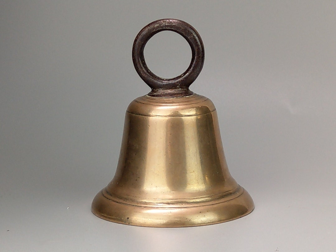Small Antique Bronze Bell With Iron Top Ring - Etsy