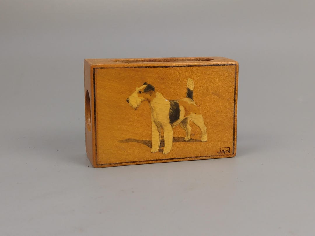 Vintage Matchbox Holder With Fox Terrier - Etsy