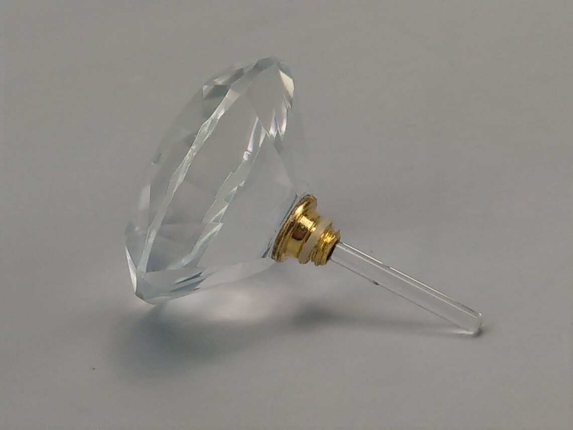 Diamond Shaped Clear Facet Cut Crystal Glass Perfume Bottle Art Glass ...