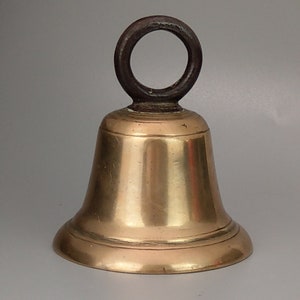 Small Antique Bronze Bell With Iron Top Ring - Etsy