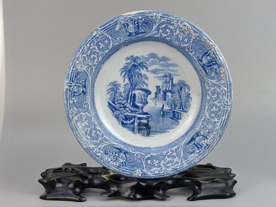 Dish or Plate Medici Pattern Blue and White Venables Mann & Co - Etsy