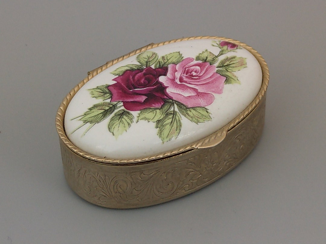Vintage Pill Box With Roses Cute Pill Case - Etsy