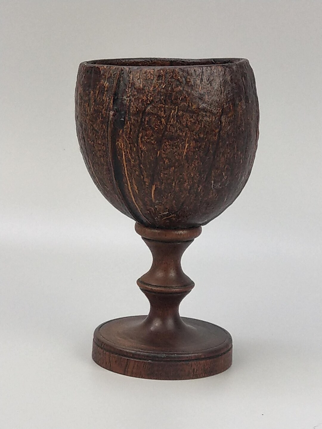 Antique Coconut Shell Chalice on Turned Wood Steam - Etsy