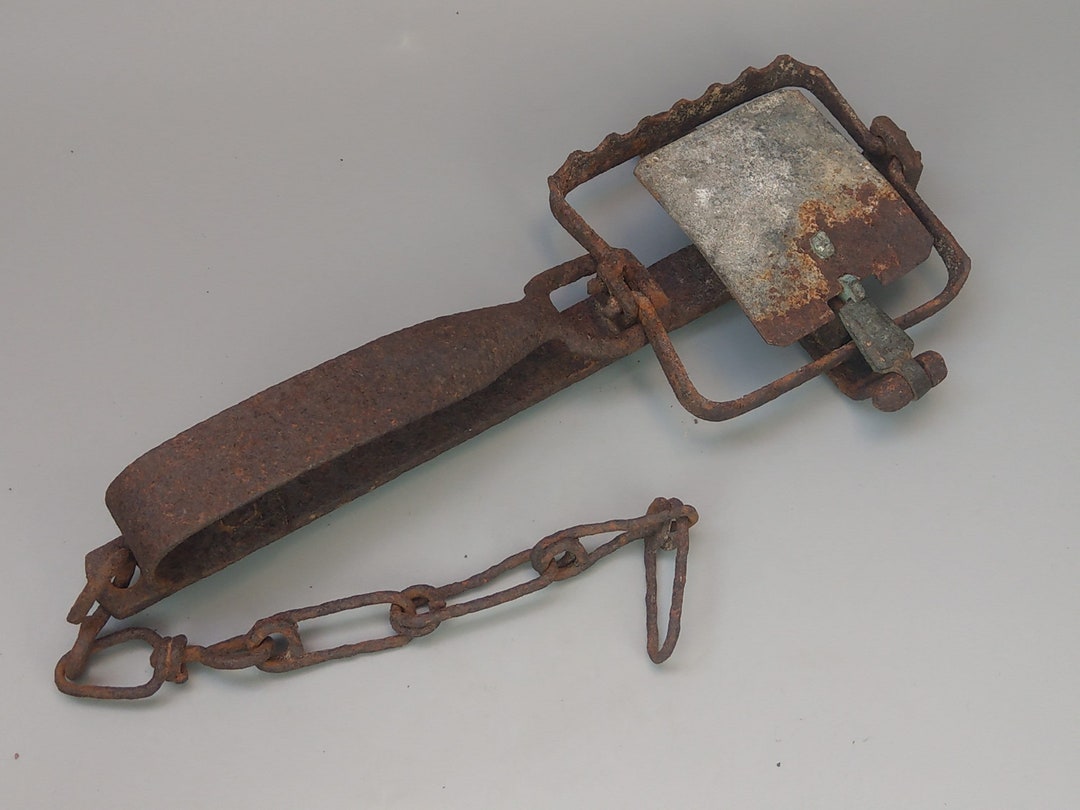 Vintage Trapper Traps Short Chain Movie Prop Wrought Iron Hunting House ...