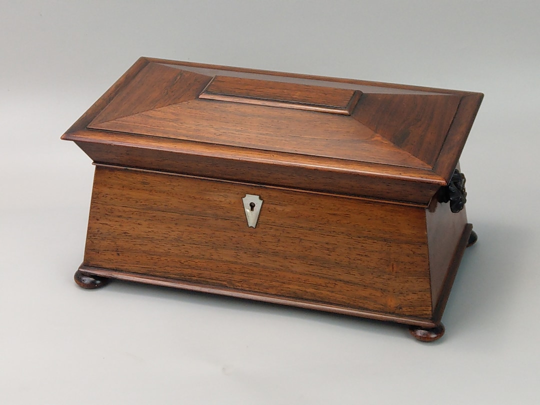 Victorian Wood Tea Caddy Chest With Handles and Mixing Bowl - Etsy