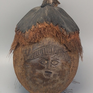 Carved Coconut Shell Creepy Face Art From Oceania Polynesia C1960 - Etsy