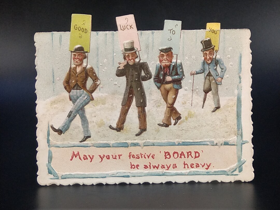 Antique Greetings Card Four Gentlemen's Weird Unusual - Etsy