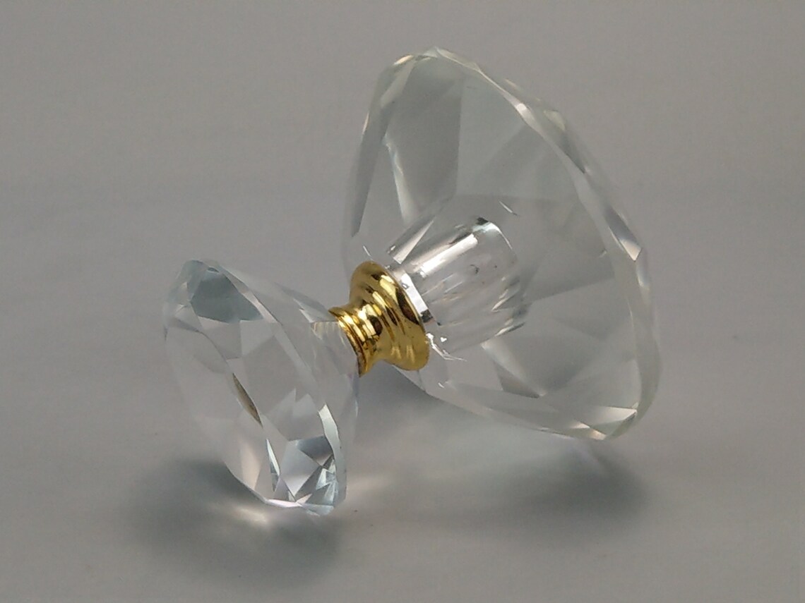 Diamond Shaped Clear Facet Cut Crystal Glass Perfume Bottle Art Glass ...