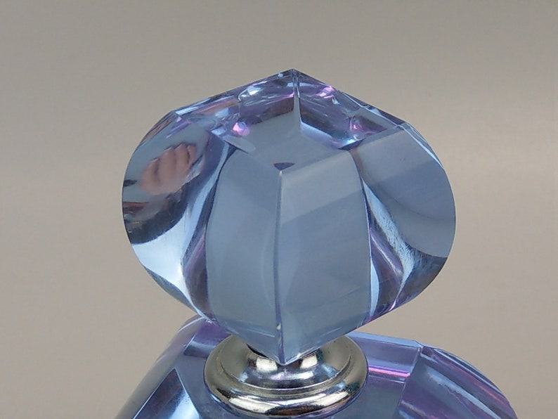 Large Amethyst Blue Facet Cut Crystal Glass Perfume Bottle Art Glass - Etsy
