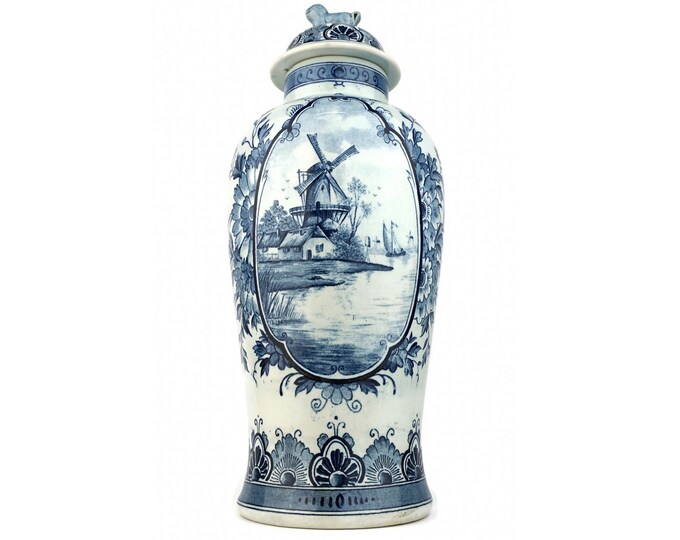 Delft Ceramic Urn, Delft Sphinx Ginger Urn, Vintage Delft Ceramic Urn ...