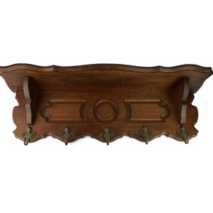 Antique Coat Rack, Carved Coat Rack, Wooden Large Coat Rack With Brass ...