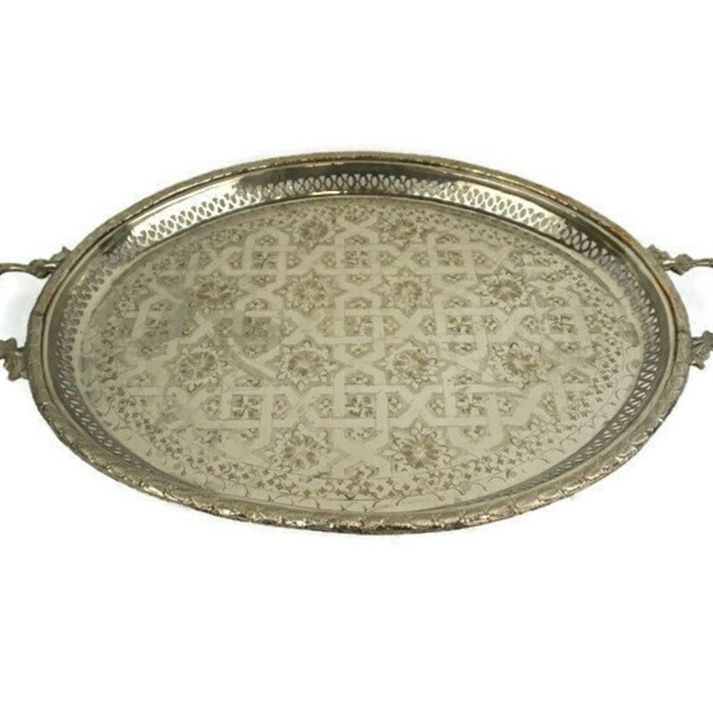 Large Metal Oval Tray - Etsy