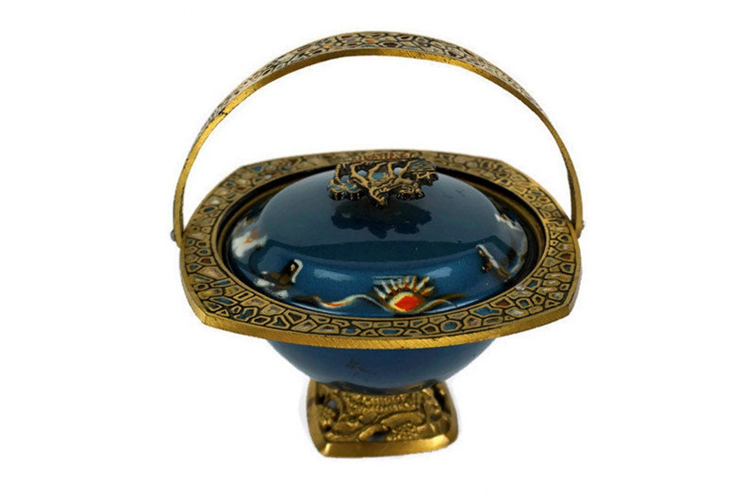 Vintage Israeli Brass Bowl, Handpainted Brass Bowl, Jerusalem Brass ...