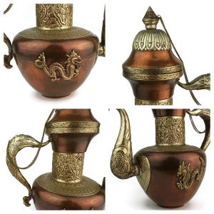 Tibetan Copper Pitcher, Antique Copper Pitcher Tibetan Style, Handmade ...