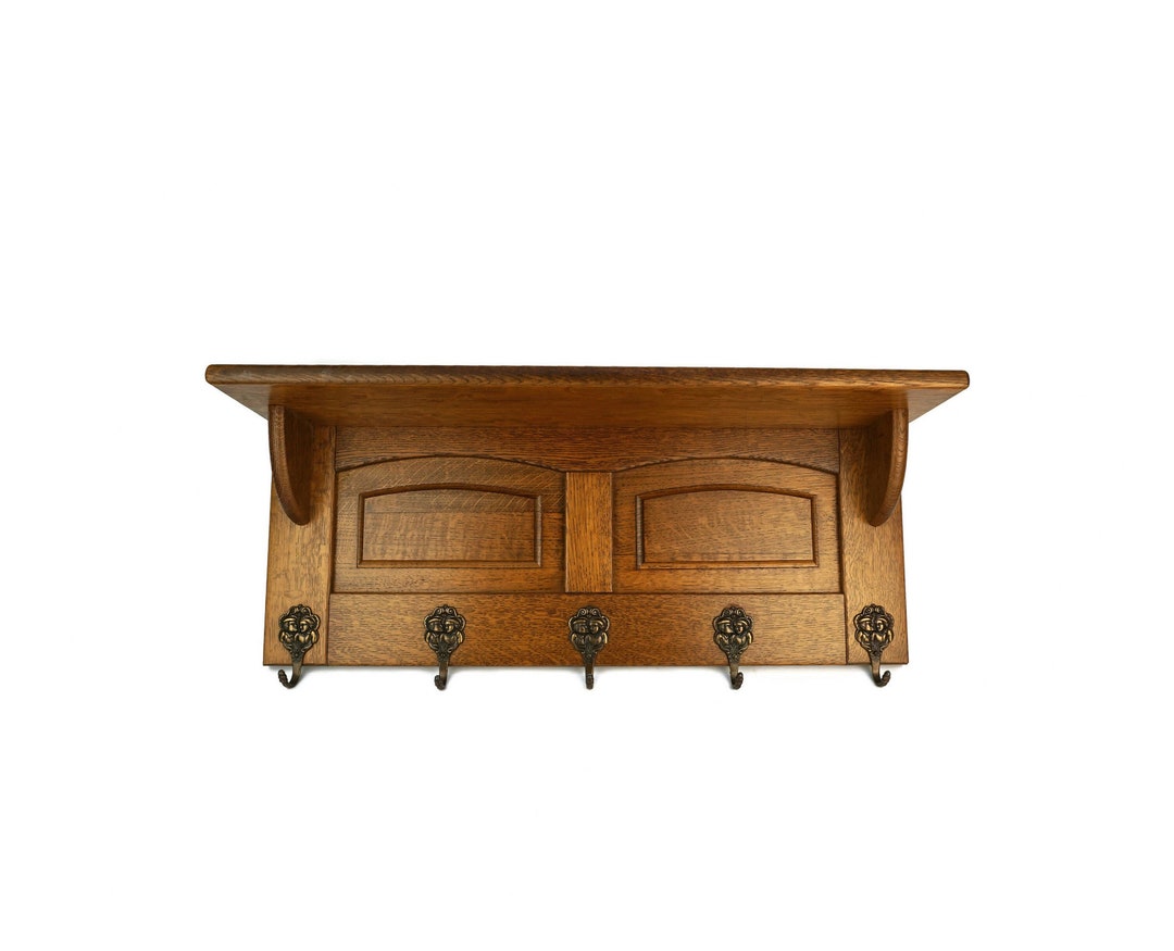 Antique Wall Coat Rack, Vintage Coat Hanger, Carved Coat Rack, Wooden ...