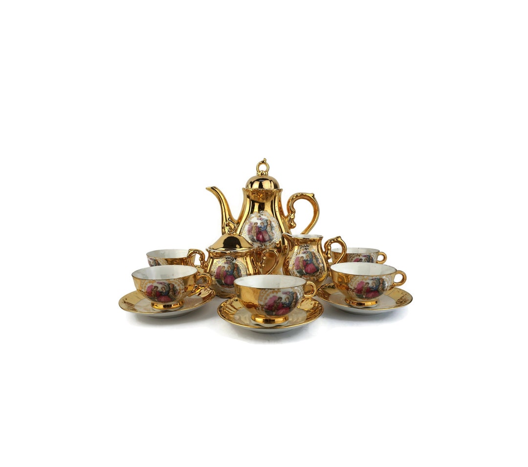 Gold Ceramic Coffee Set, Vintage Coffee Set - Etsy