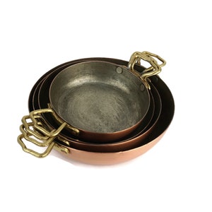 Cooking Pan Set, Copper Pan Set With Brass Handles, Copper Saucepan Set ...
