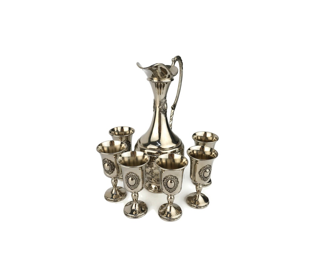 Antique Brandy Cups Set, Vintage Cups With Pitcher Set, Liqueur Cups ...