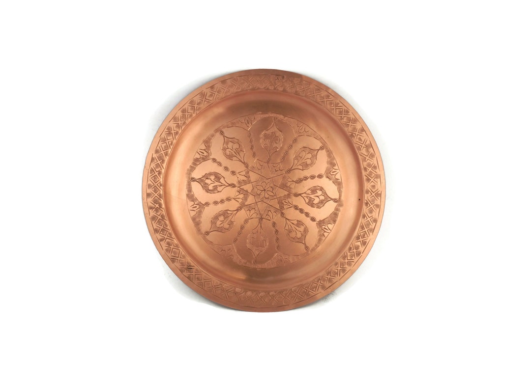 Antique Moroccan Copper Tray With Hand Engraved Ornate, Engraved Copper ...