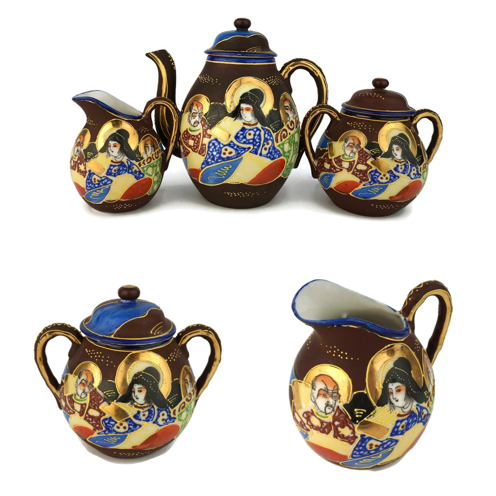Antique Japanese Porcelain Coffee Tea Set, Hand Painted Porcelain Tea ...