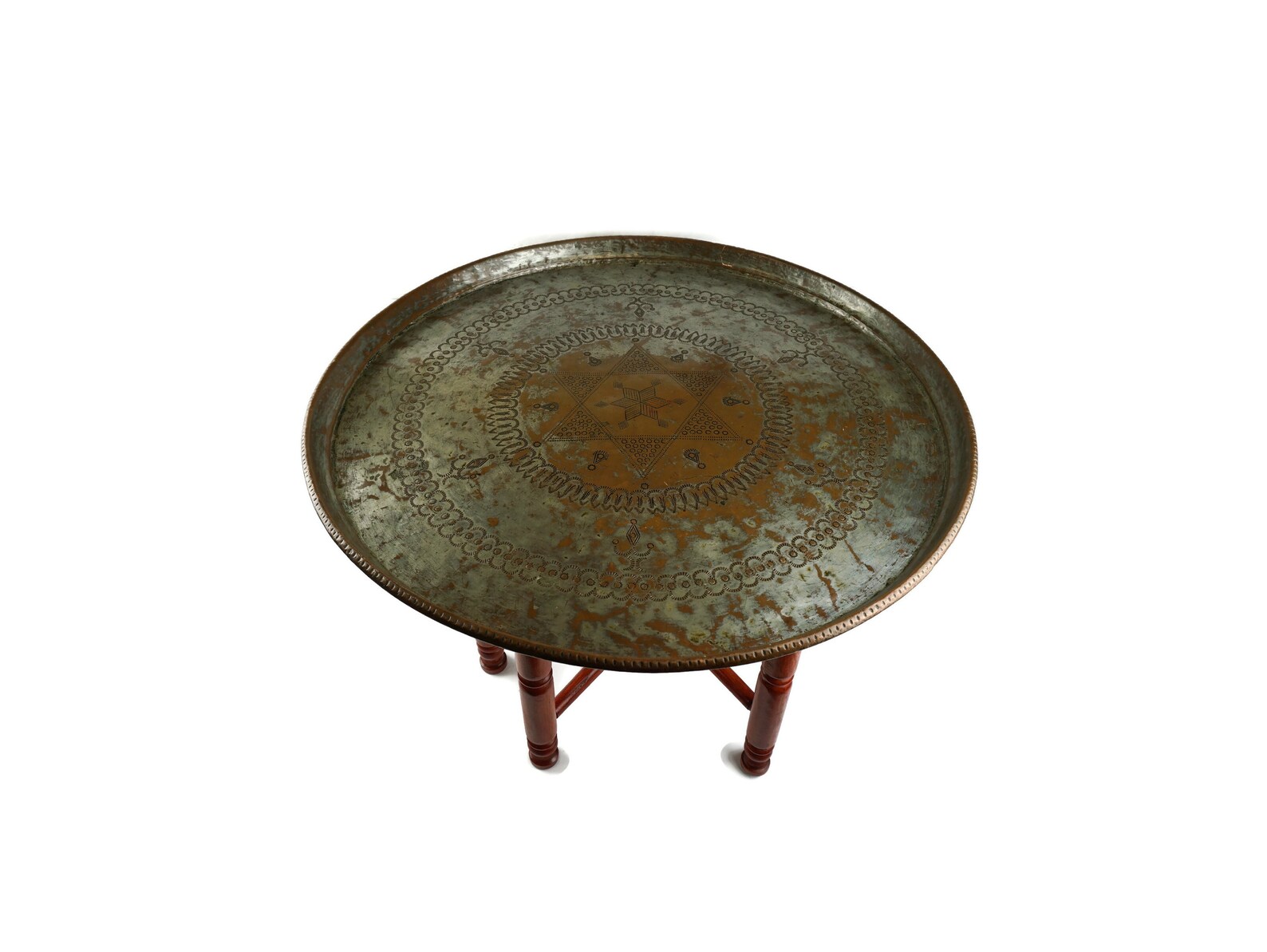 Antique Copper Table Tray Engraved Copper Tray With Wooden - Etsy