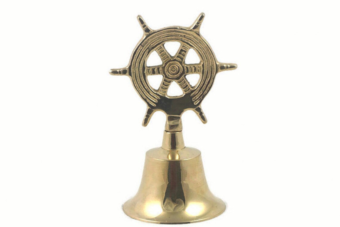 Vintage Ship Bell Brass Boat Bell With Ships Rudder Nautical - Etsy