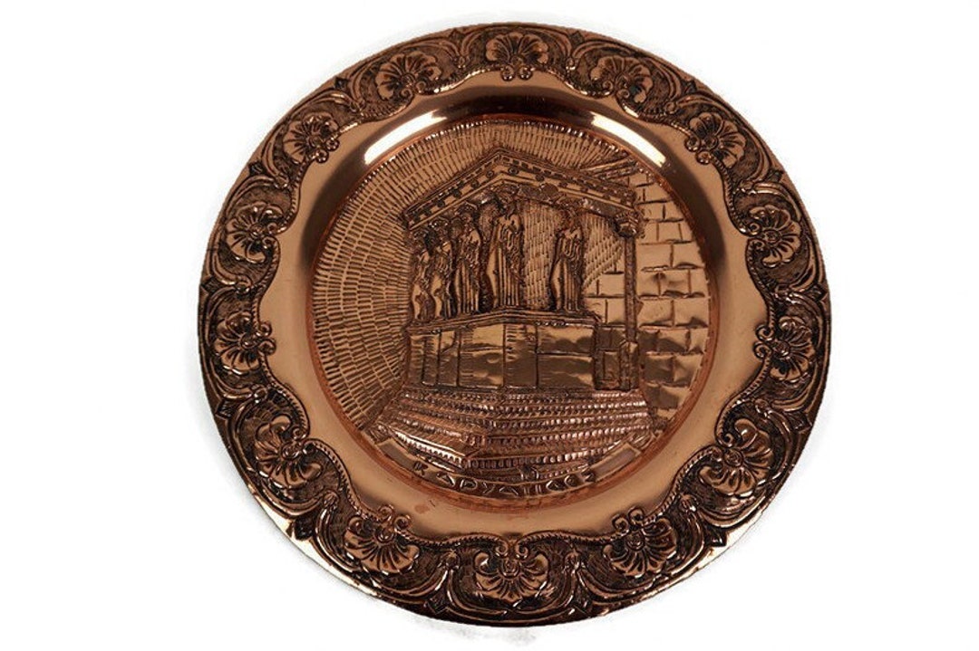 Antique Large Greek Copper Wall Hanging Plate, Vintage Large Copper ...
