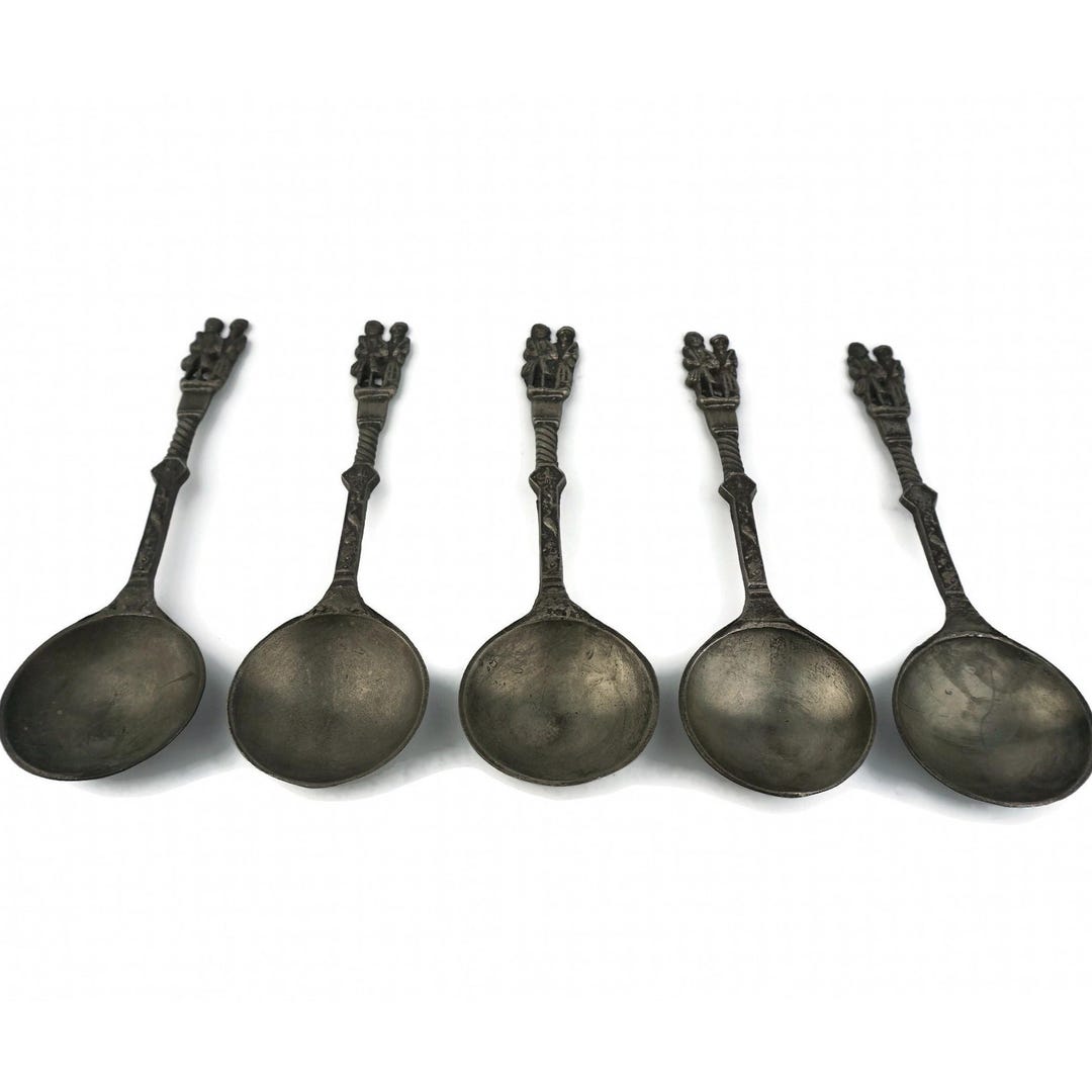 Vintage Pewter Spoon Set of 5 - Etsy