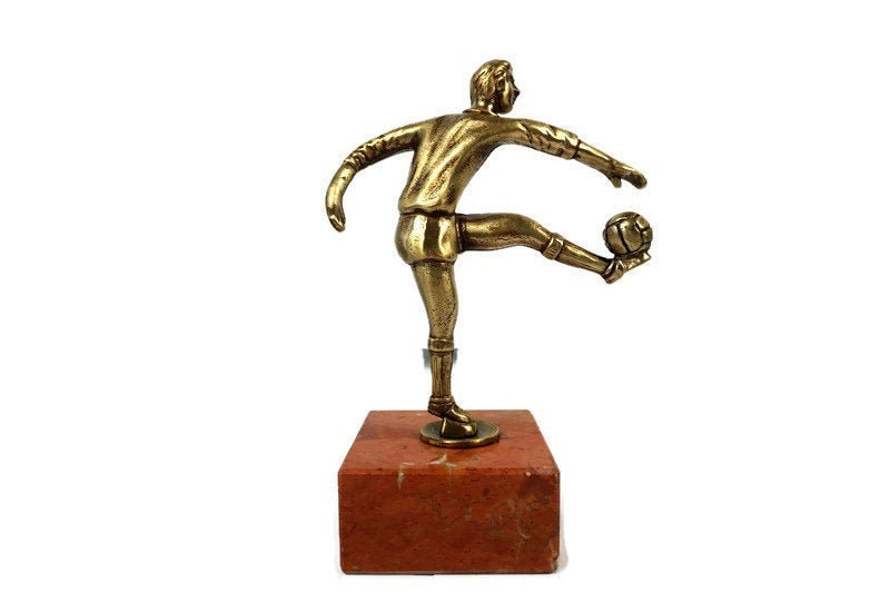 Vintage Brass Football Player Statue Figurine With Marble Base - Etsy