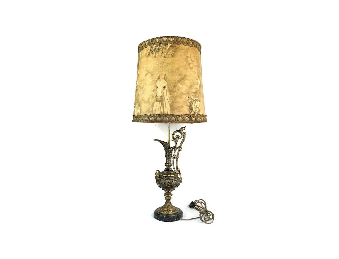 Antique Table Lamp, Horses Table Lamp, Victorian Large Table Lamp - Etsy
