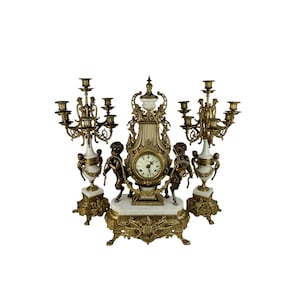 Antique Mantle Clock With Candle Holders, Brevettato Mantle Clock With ...