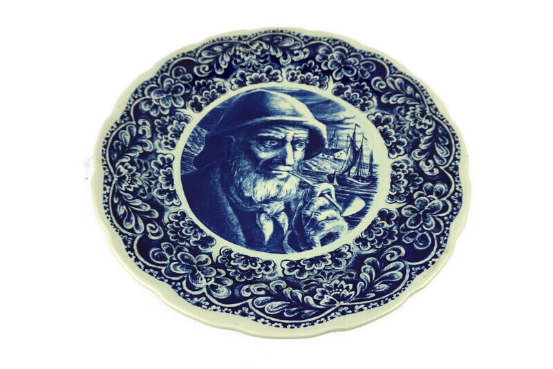 Old Man With Pipe Delft Ceramic Wall Plate Large Charger | Etsy