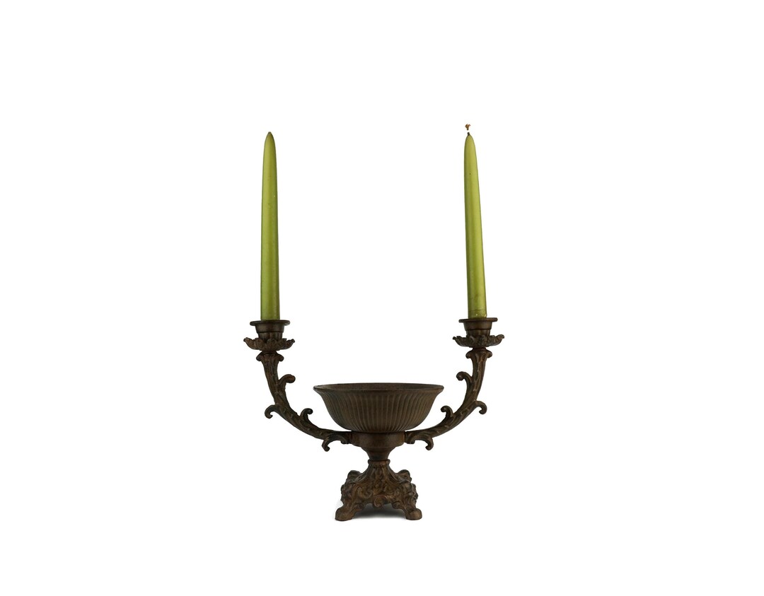 Antique Holy Water Font With Candle Holder, Candlestick With Holy Water ...