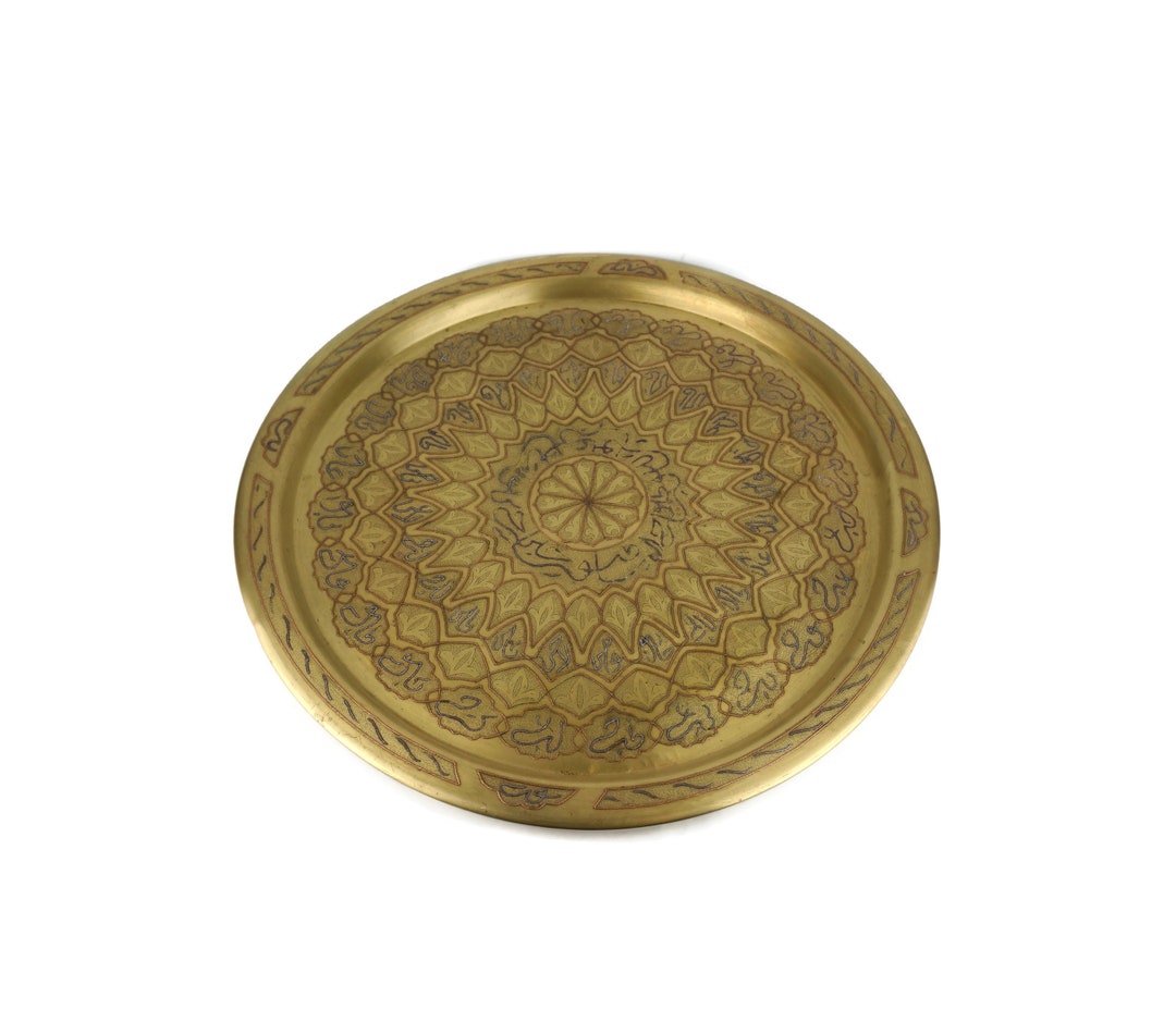 Antique Large Brass Tray, Moroccan Brass Tray, Hand Engraved Brass Tray ...
