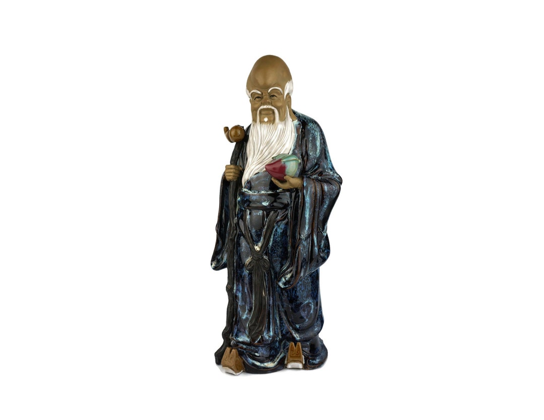 Chinese Mud Man Men Statue, Chinese God of Longevity, Chinese Ceramic ...