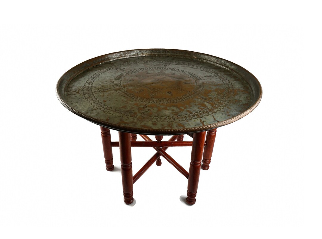 Antique Copper Table Tray Engraved Copper Tray With Wooden - Etsy