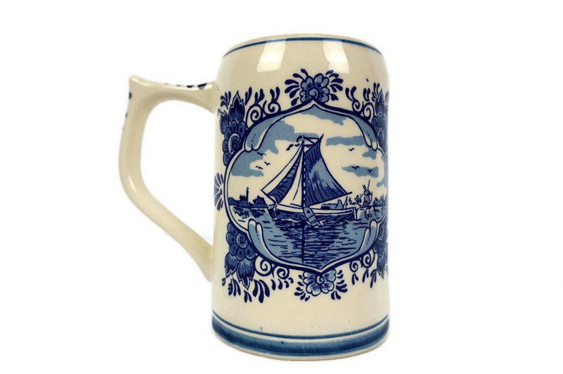 Vintage Delft Blue Ceramic Mug | Etsy