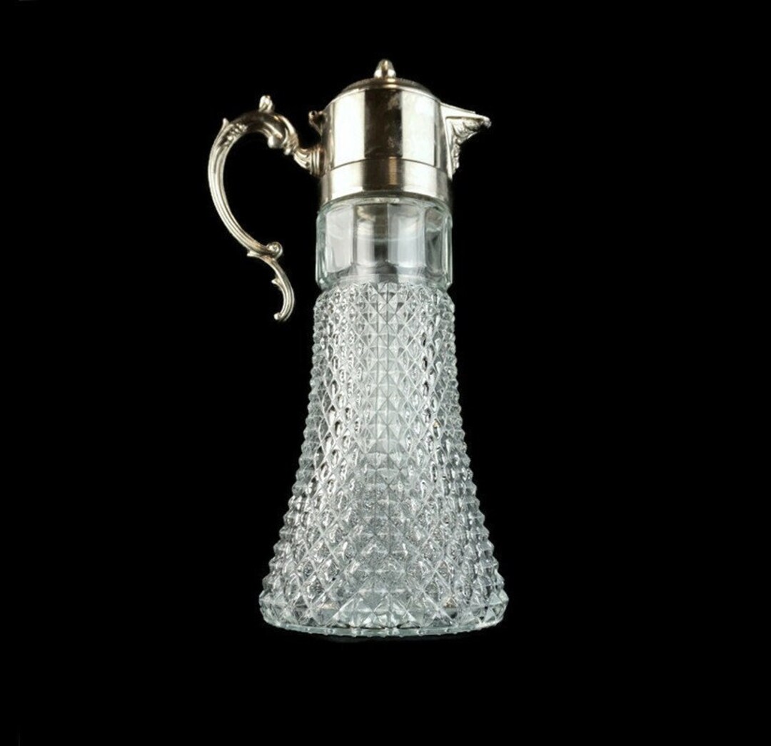 Antique Liqueur Carafe, Vintage Glass Bottle With Ice Container ...