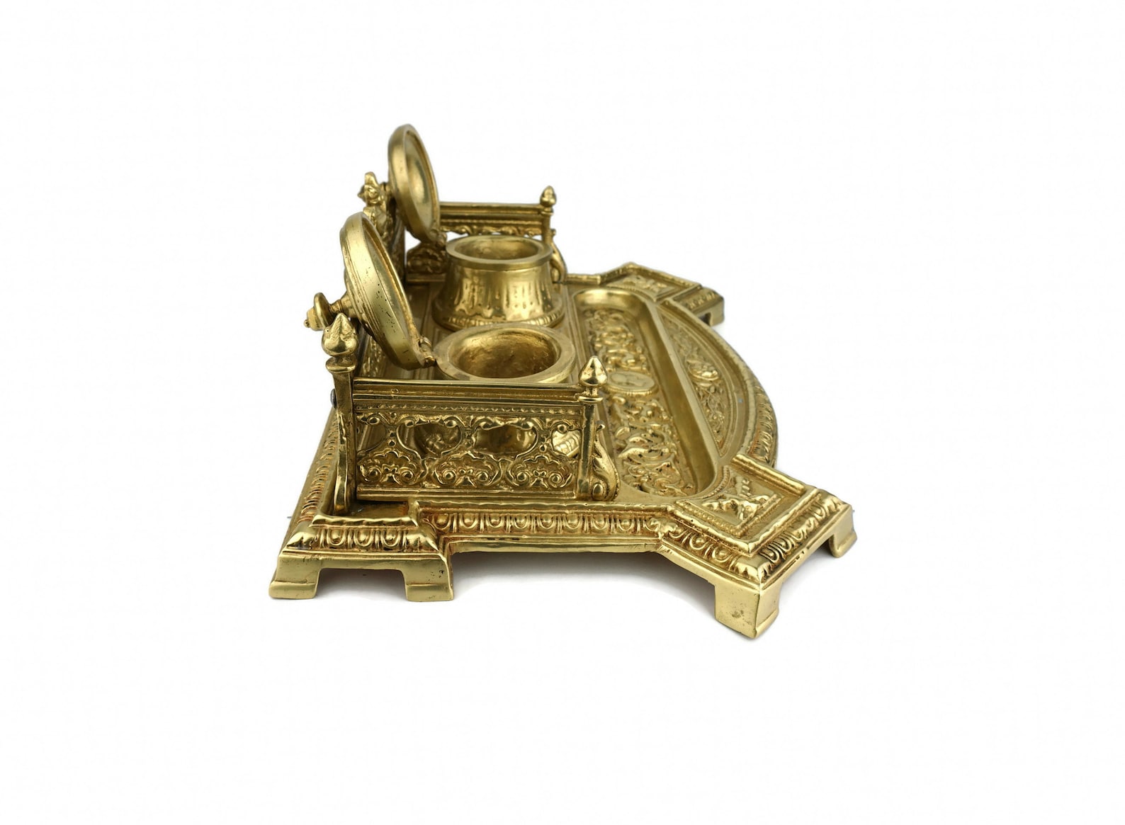 19th Century Brass Inkwell Antique Brass Inkwell Extra Large - Etsy