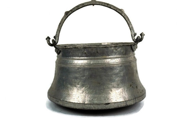 Antique Copper Cauldron With Tin Finish and Wrought Iron | Etsy