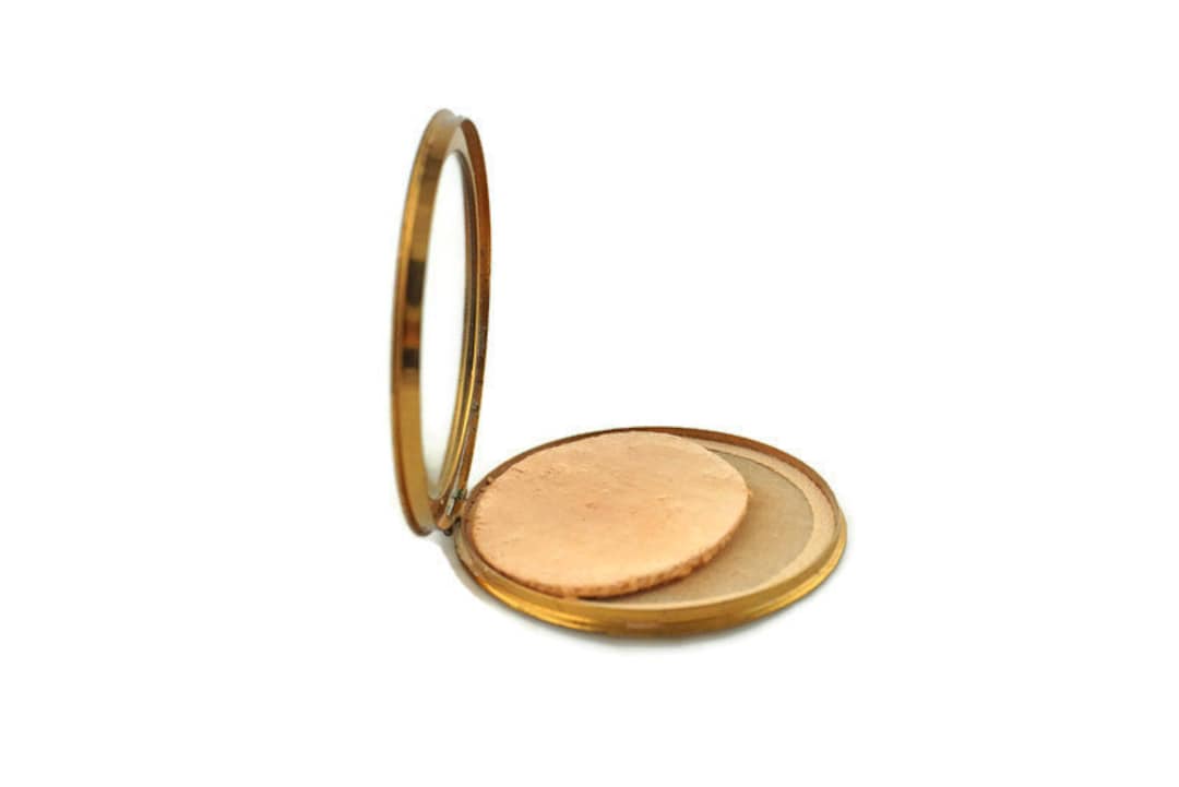 Vintage Brass Compact Powder, Brass Pocket Powder and Mirror - Etsy